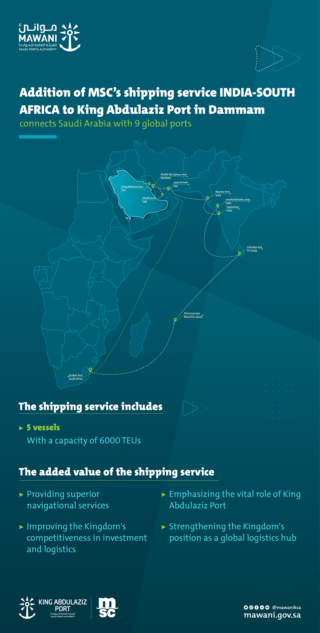 Dammam added to the MSC’s India-South Africa service ...